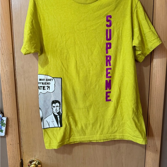 Supreme | Shirts | Supreme Yellow Short Sleeve Tee With Red Logo | Poshmark